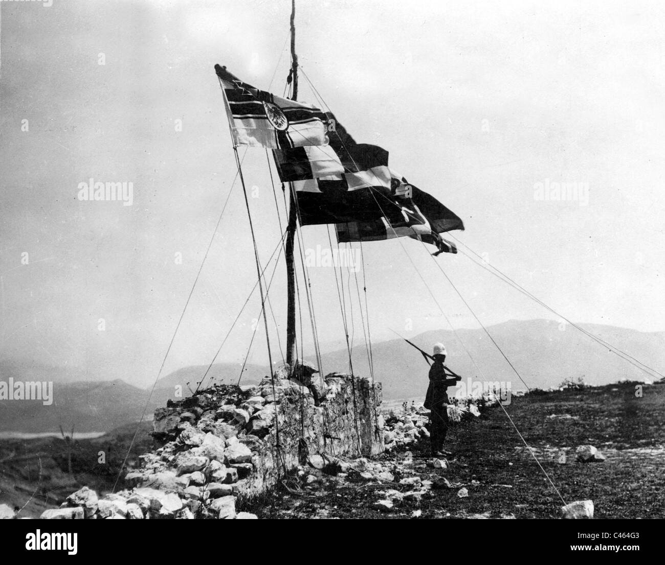 Flags of the great powers in Shkoder, 1913 Stock Photo - Alamy
