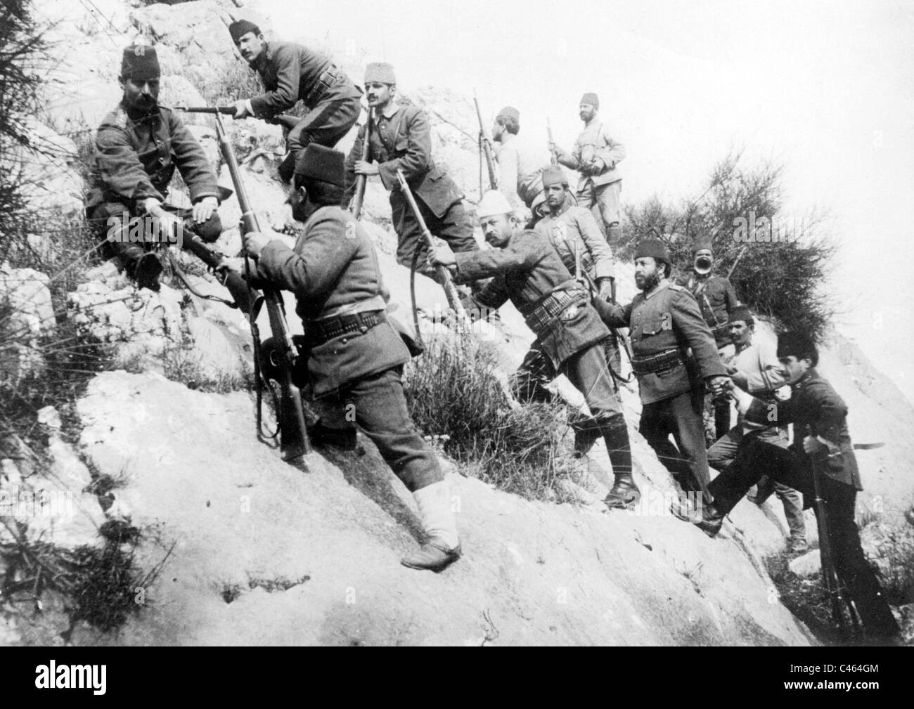 Turkish infantry attacks, 1912 Stock Photo - Alamy