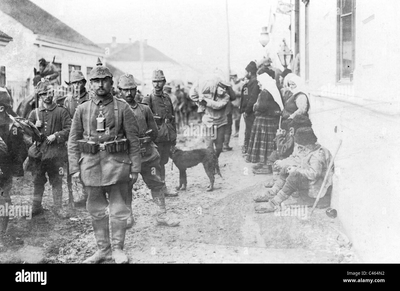 German soldiers in a Serbian village, 1915 Stock Photo - Alamy
