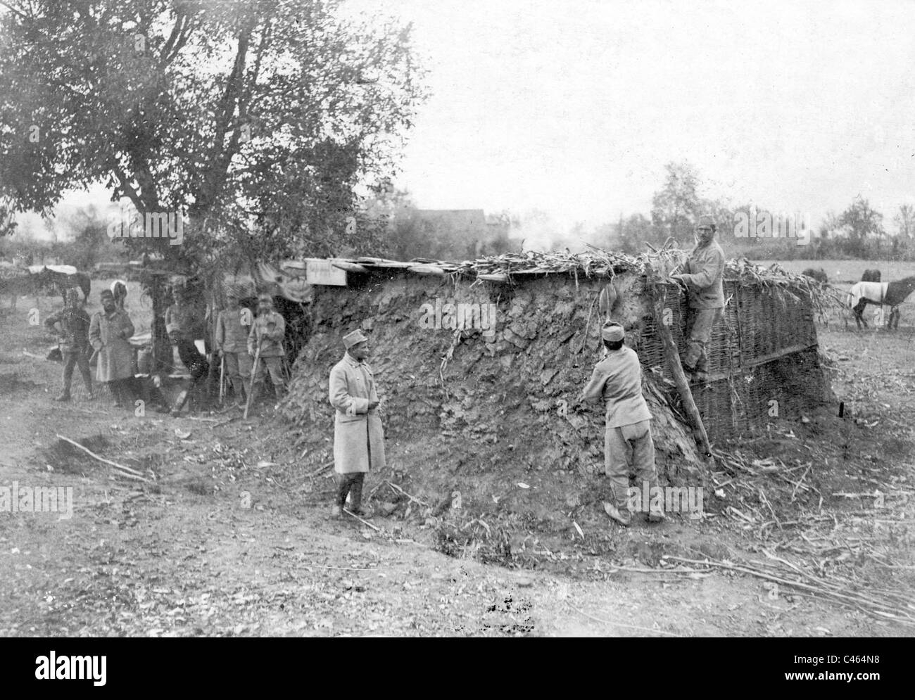 Austrian soldiers build mud huts hi-res stock photography and images ...