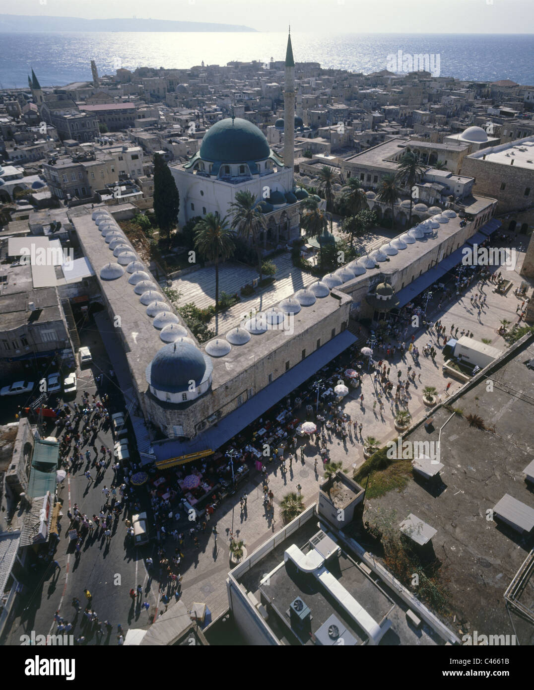 Aerial photograph of the Al Jazar mosque in the old city of Acre Stock ...