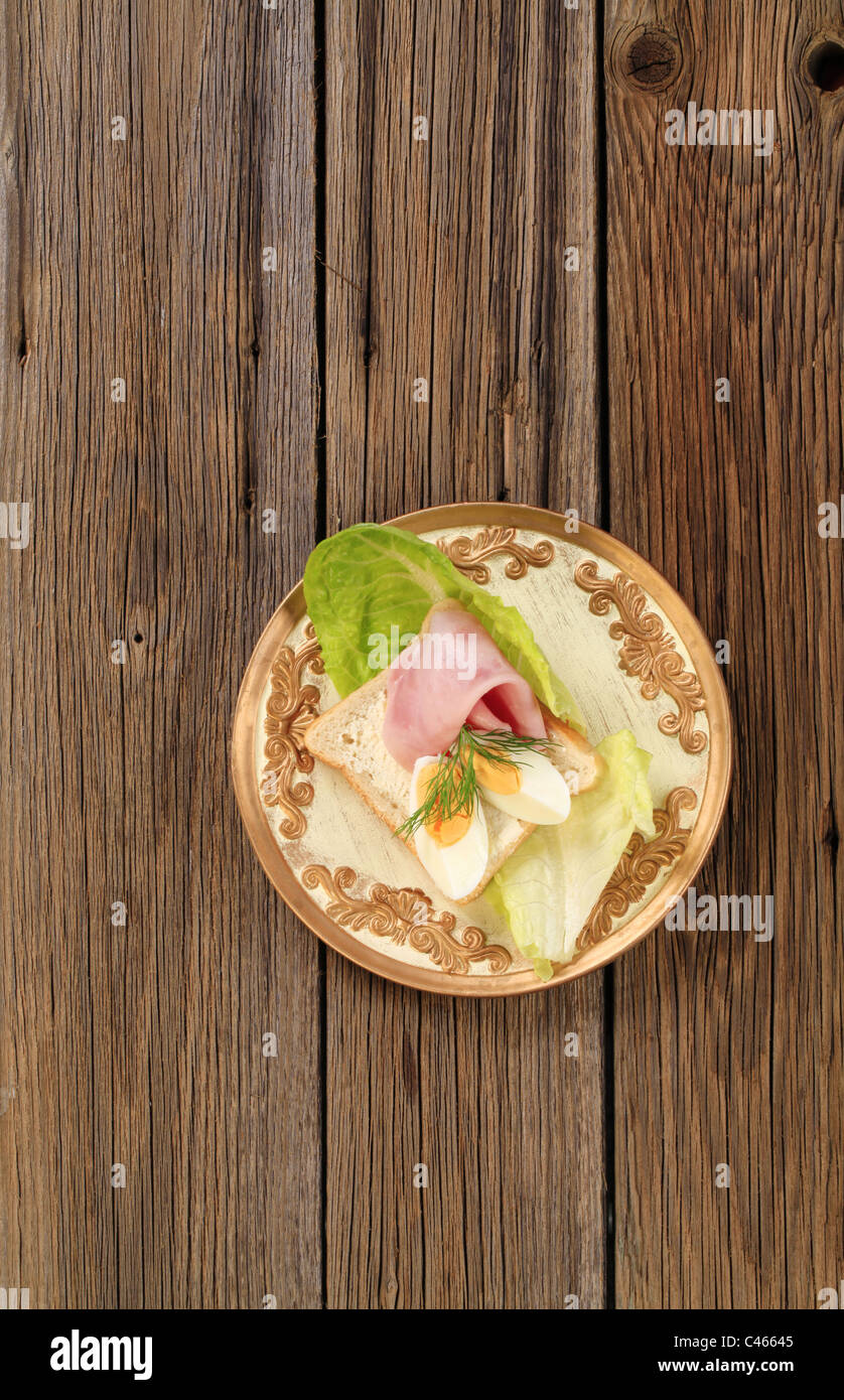 White bread with boiled egg and ham Stock Photo - Alamy