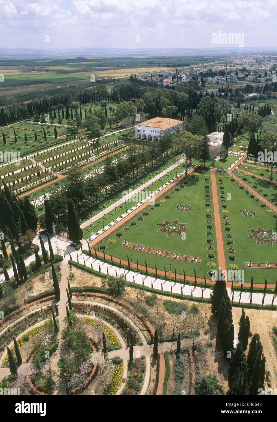 Aerial photograph of the Bahai Gardens in the Western Galilee Stock ...