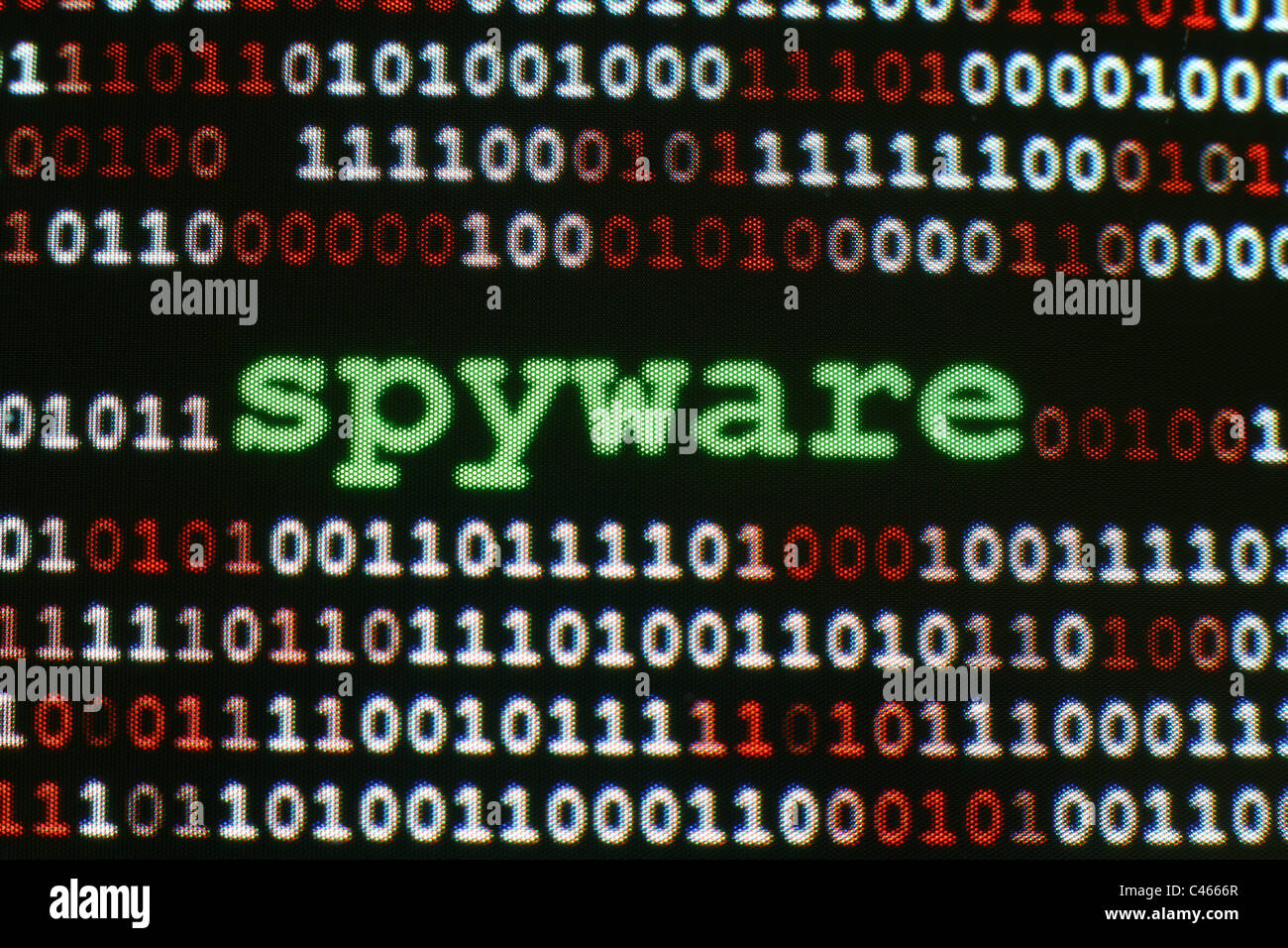 Computer screen with binary code Stock Photo - Alamy