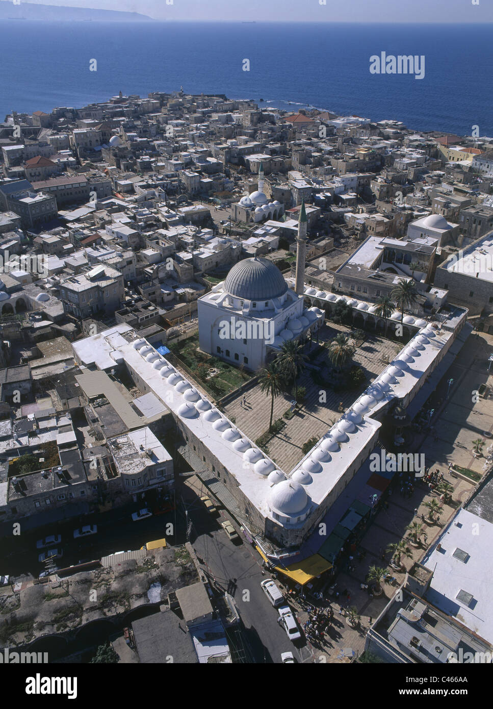 Aerial photograph of the Al Jazar mosque in the old city of Acre Stock ...