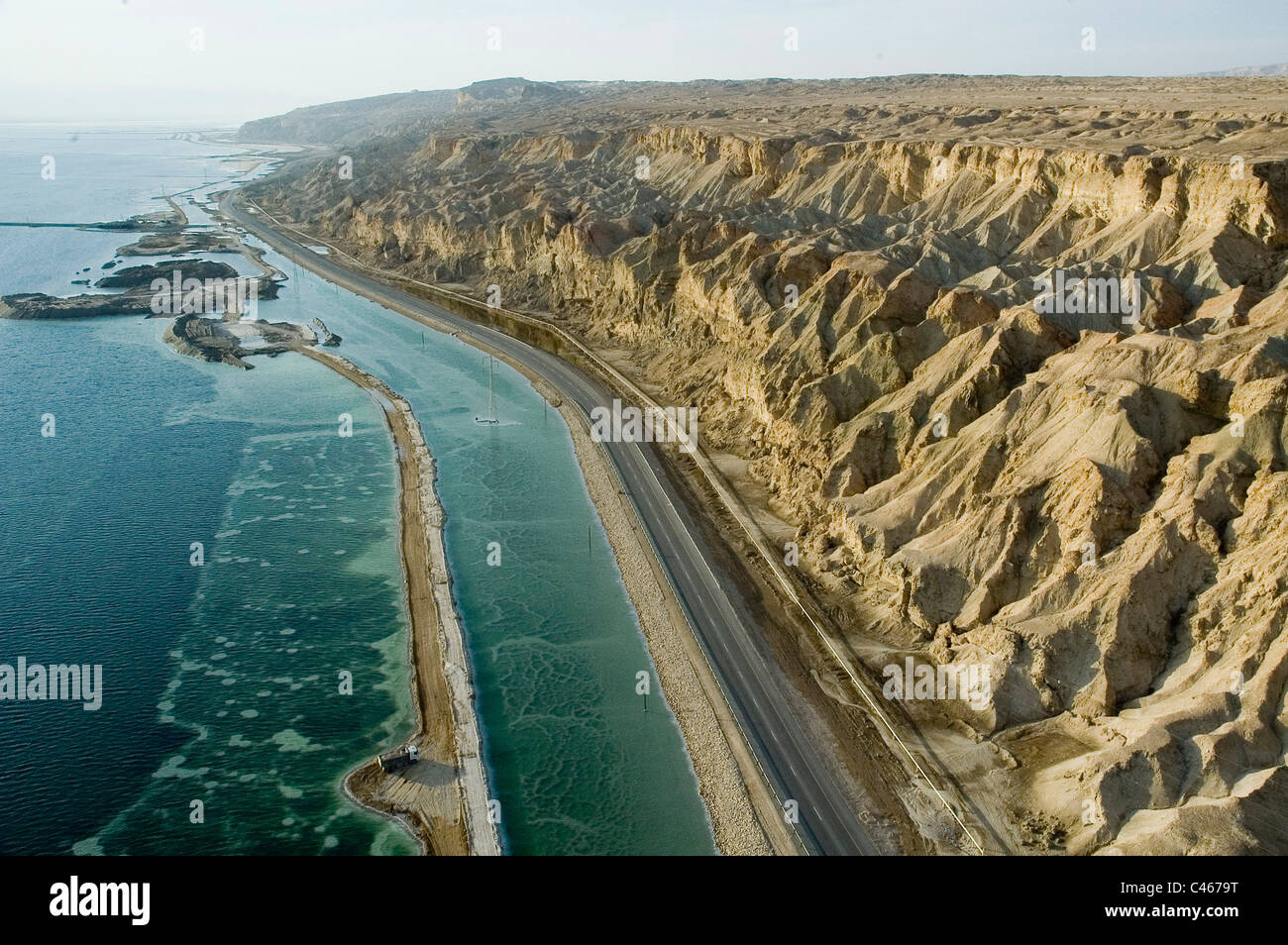 Aerial photograph of mount Sdom in the southern basin of the Dead sea ...