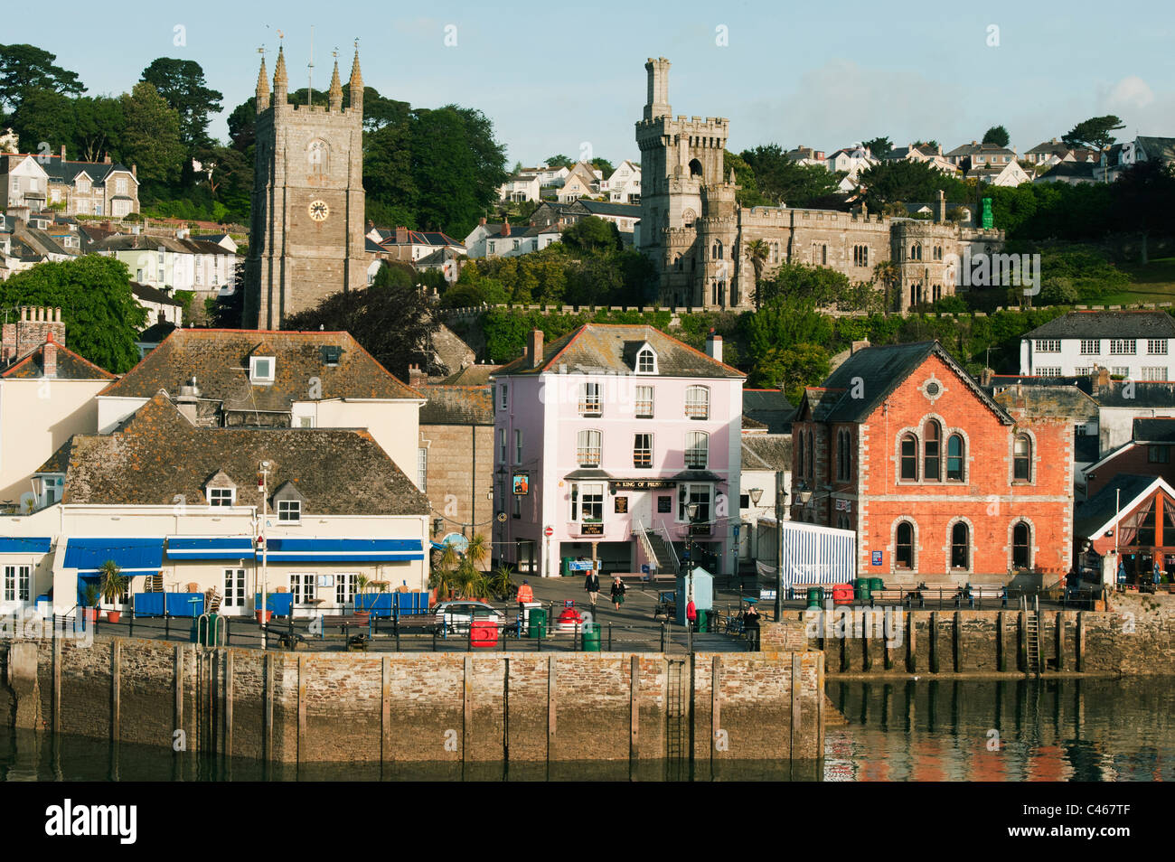 Harbor and Churches, Fowey River, Fowey, Cornwall, England UK - Dawn ...