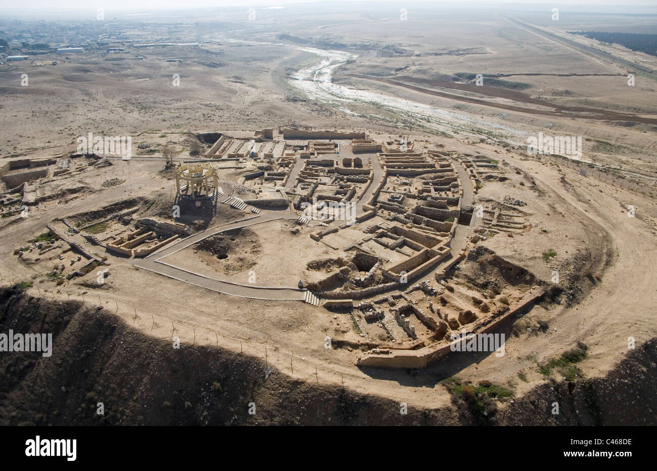 Aerial photograph of the ruins of Tel Sheva in the northern Negev ...