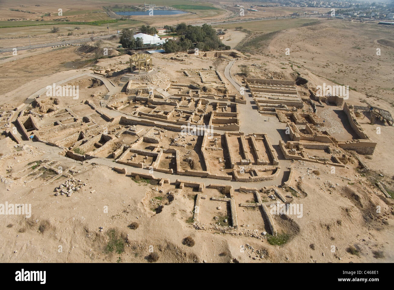 Aerial photograph of the ruins of Tel Sheva in the northern Negev ...