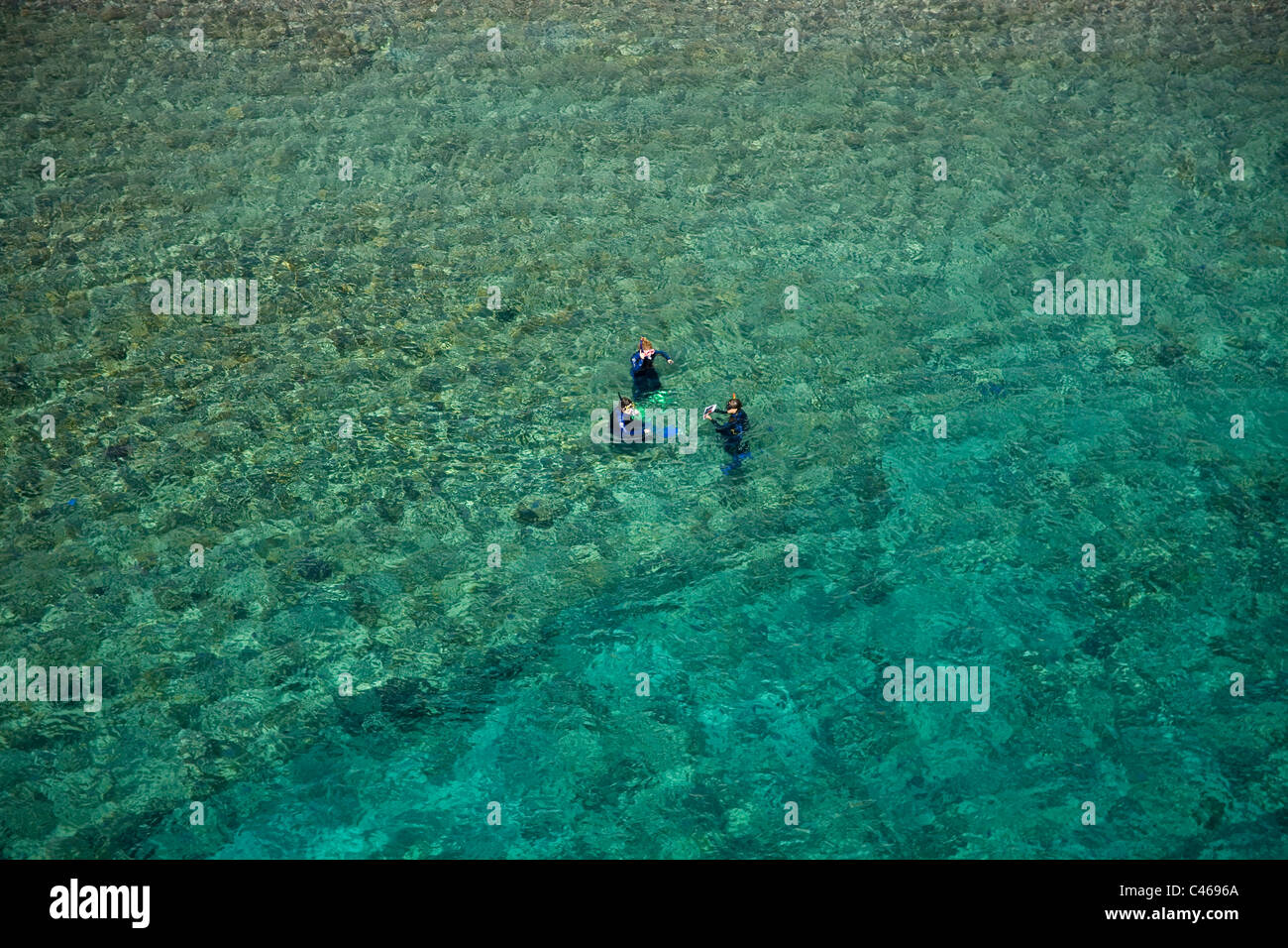 Aerial photograph of three divers in the Red Sea Stock Photo - Alamy
