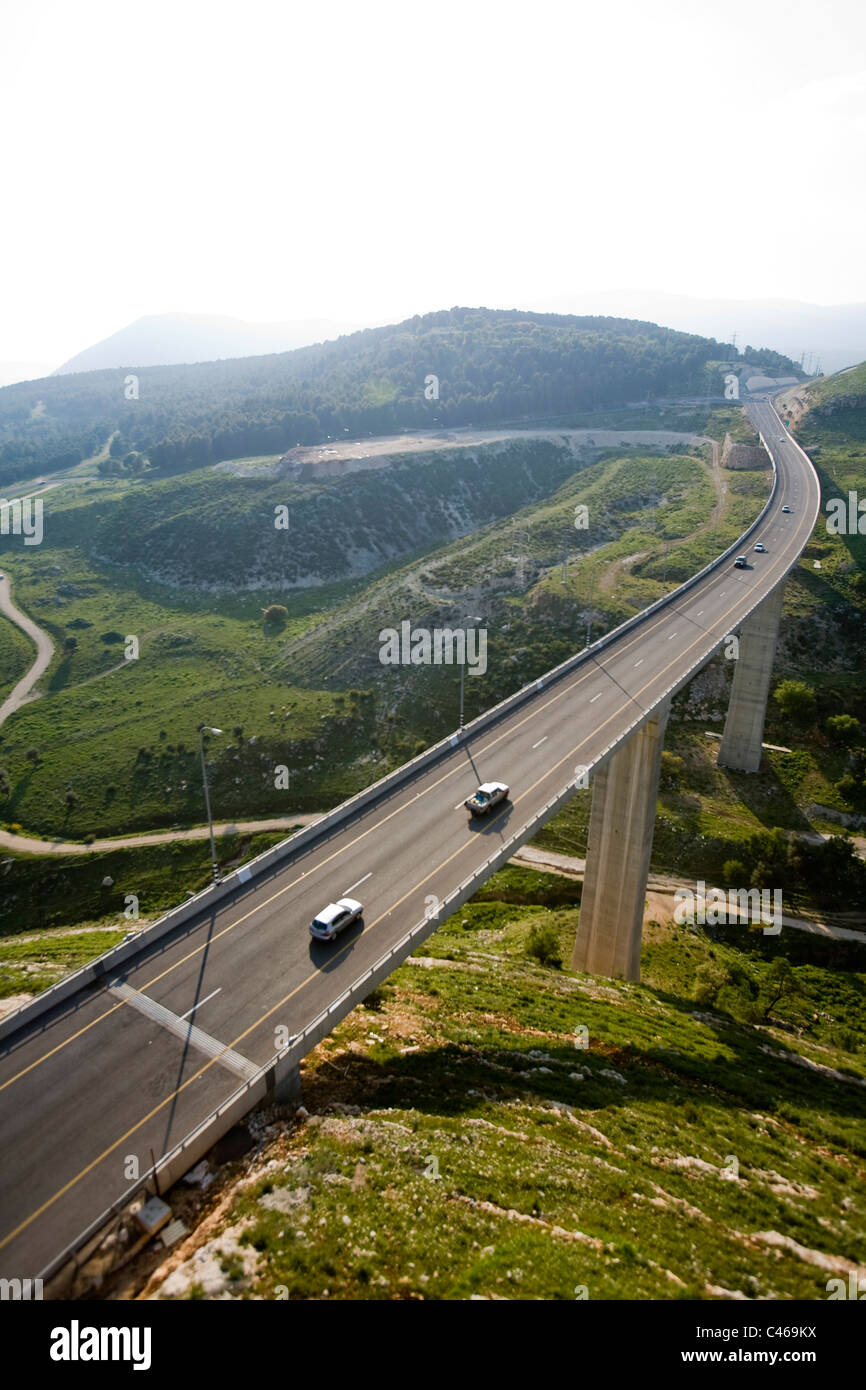Aerial photograph of the road to Zefat in the Upper Galilee Stock Photo ...
