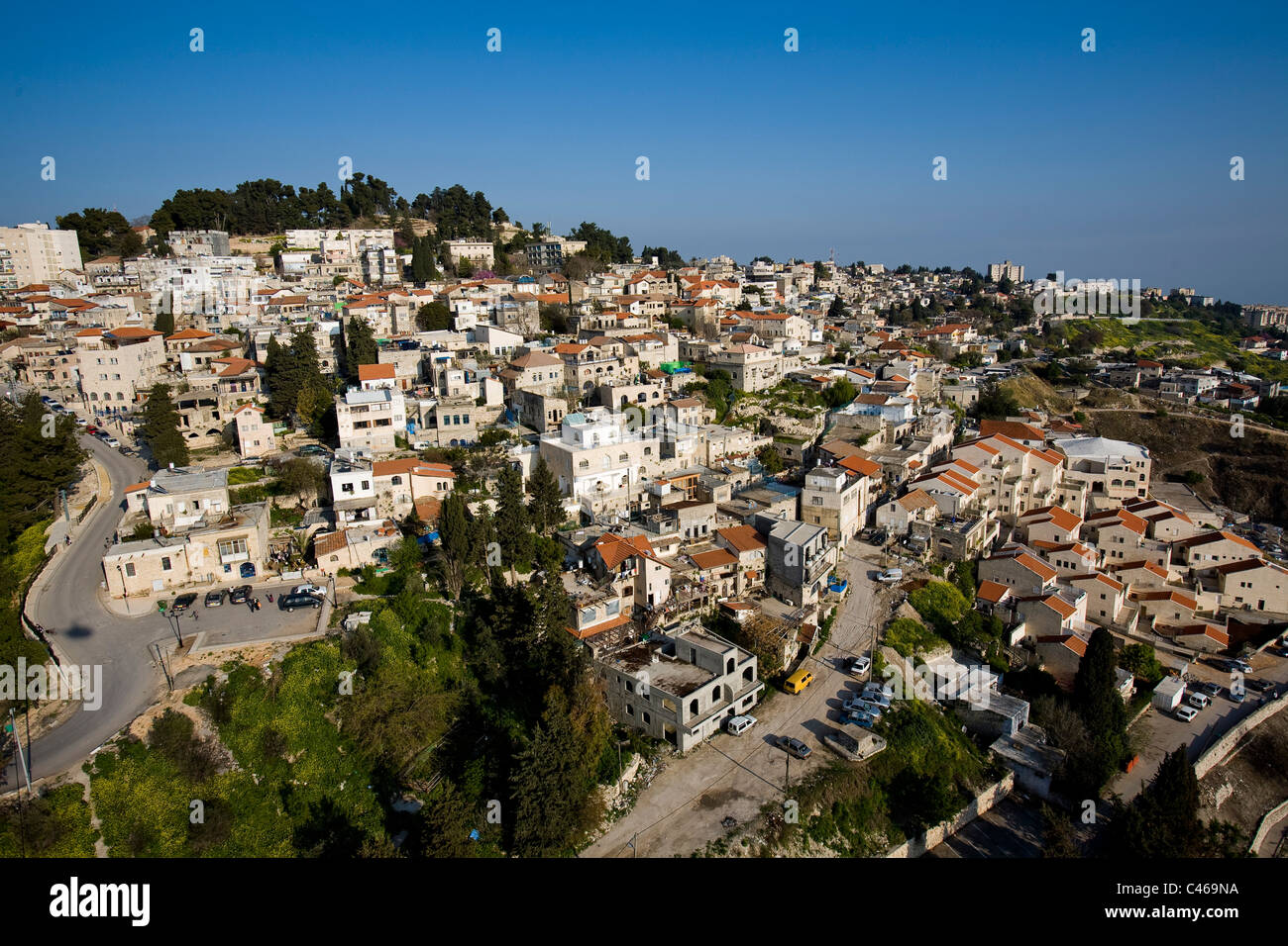 Aerial photograph of the city of Zefat in the Upper Galilee Stock Photo ...