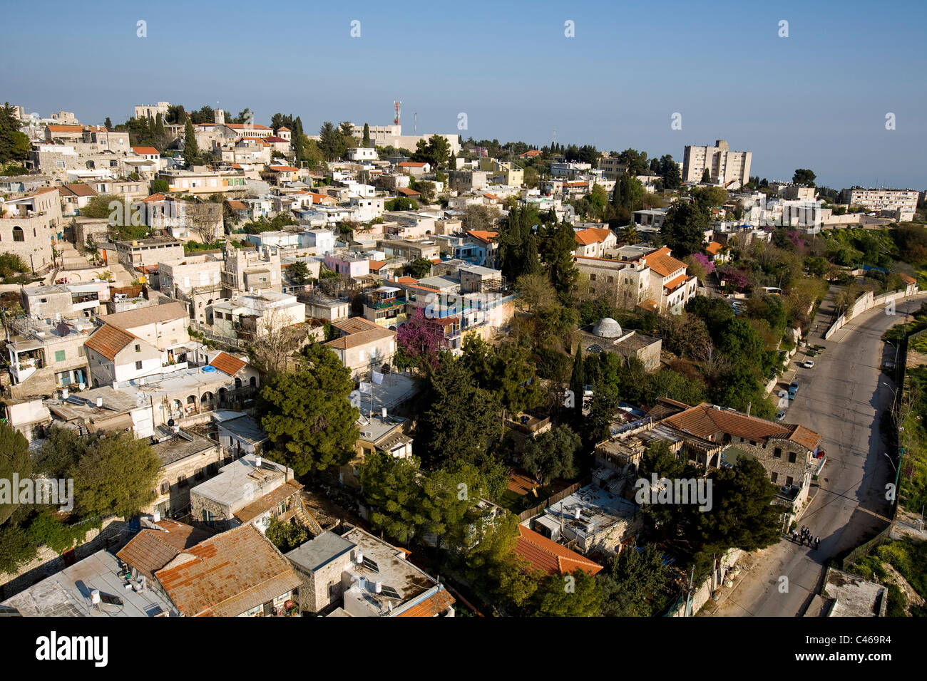 Aerial photograph of the city of Zefat in the Upper Galilee Stock Photo ...