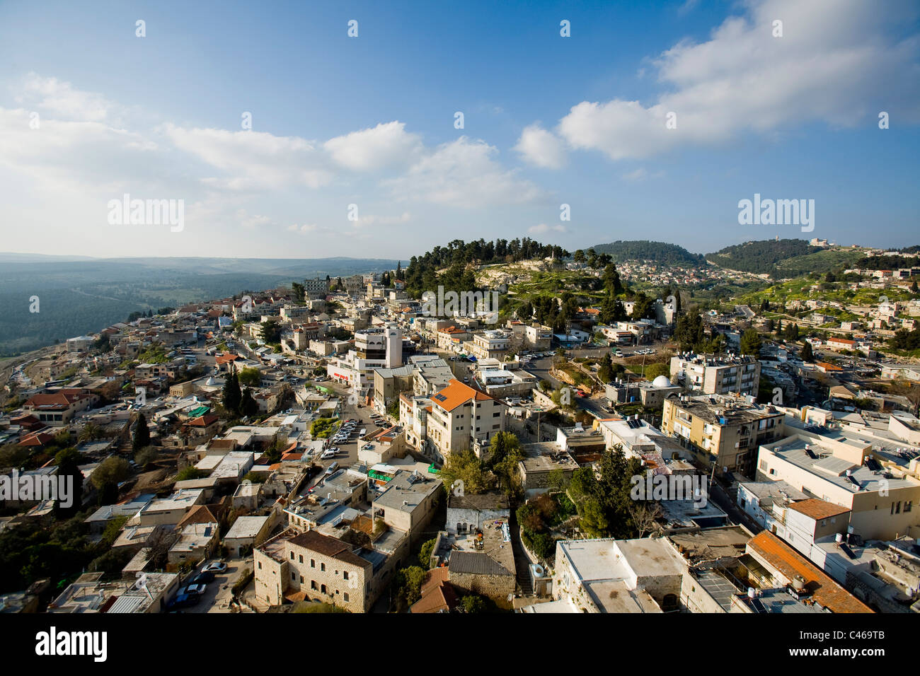 Aerial photograph of the city of Zefat in the Upper Galilee Stock Photo ...