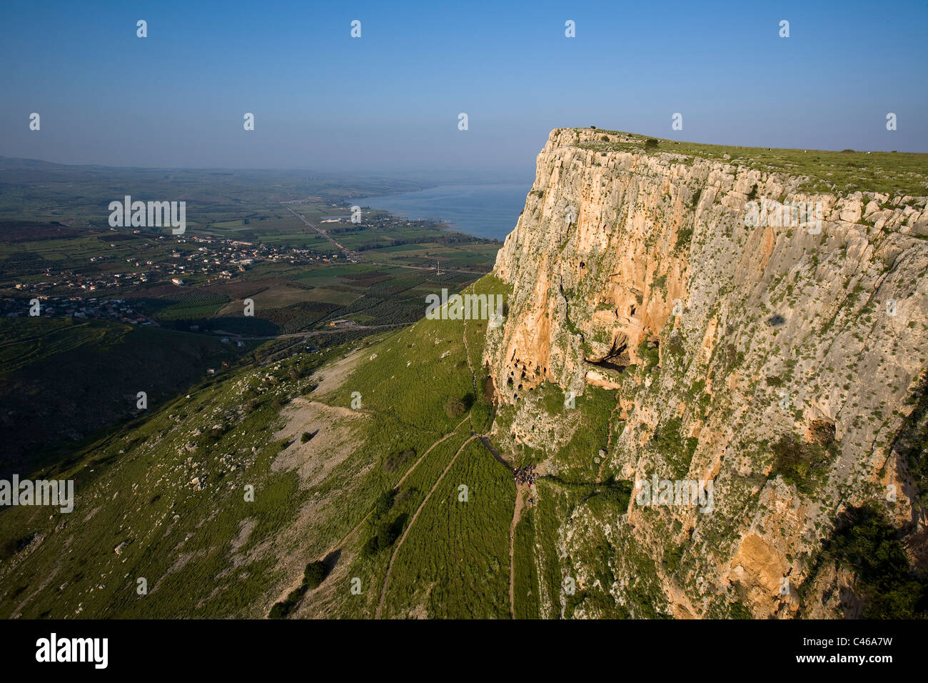 Aerial photograph of the Arbel cliff near the Sea of Galilee Stock Photo - Alamy