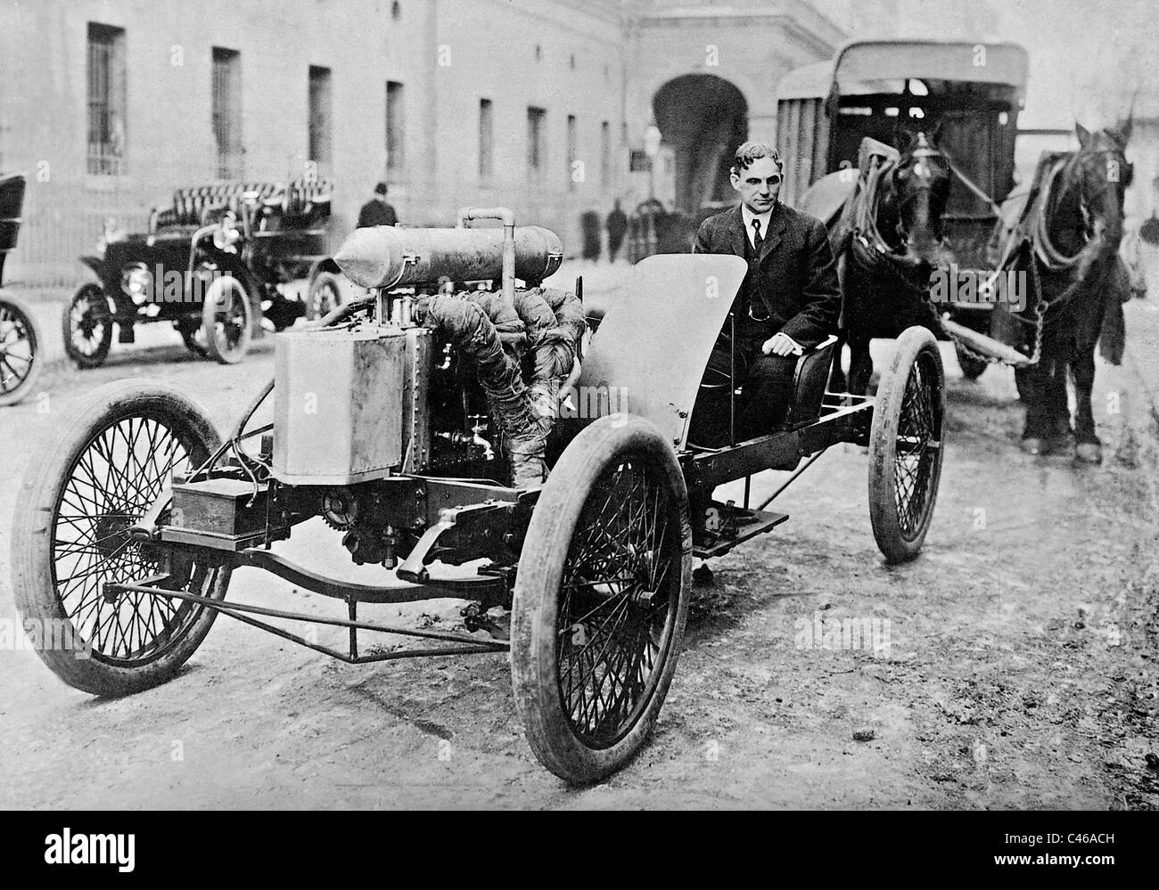 Henry ford as a young engineer in an automobile hi-res stock ...