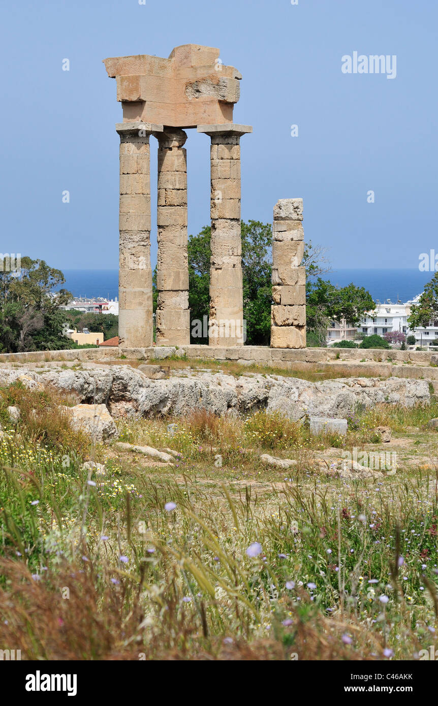 The ancient greek Temple of Pythian Apollo, Acropolis, Rhodes Town, Greece Stock Photo - Alamy