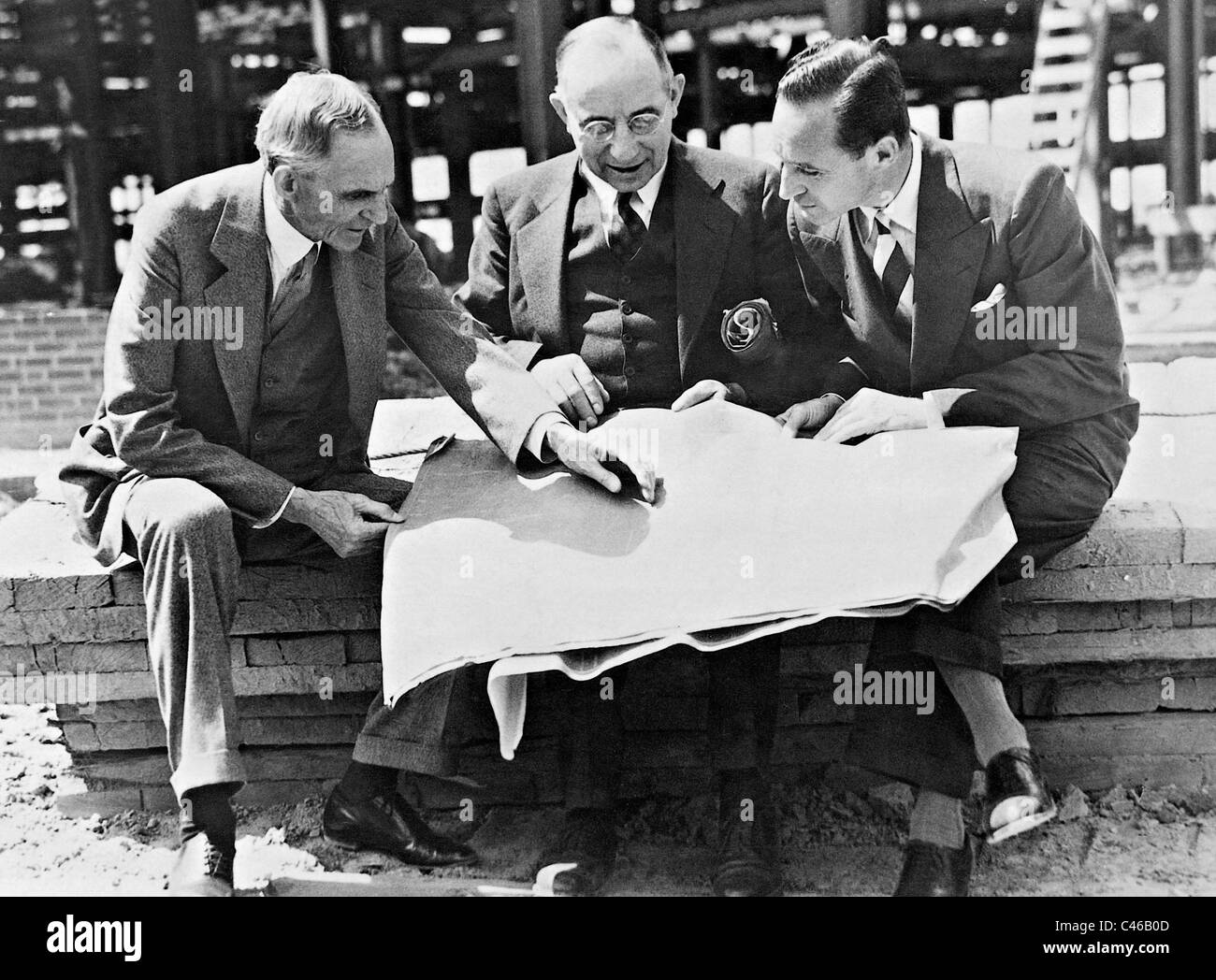 Henry Ford, his son Edsel and John Wandersee, 1938 Stock Photo - Alamy