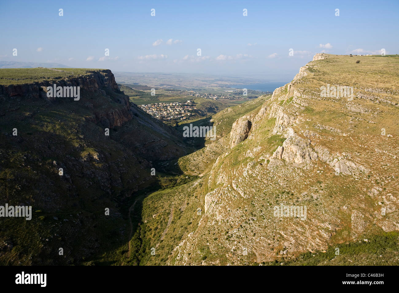 Aerial photograph of the Arbel cliff in the Galilee Stock Photo - Alamy