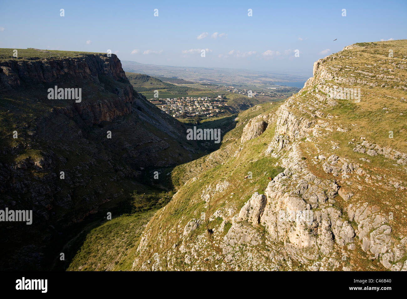 Aerial photograph of the Arbel cliff in the Galilee Stock Photo - Alamy