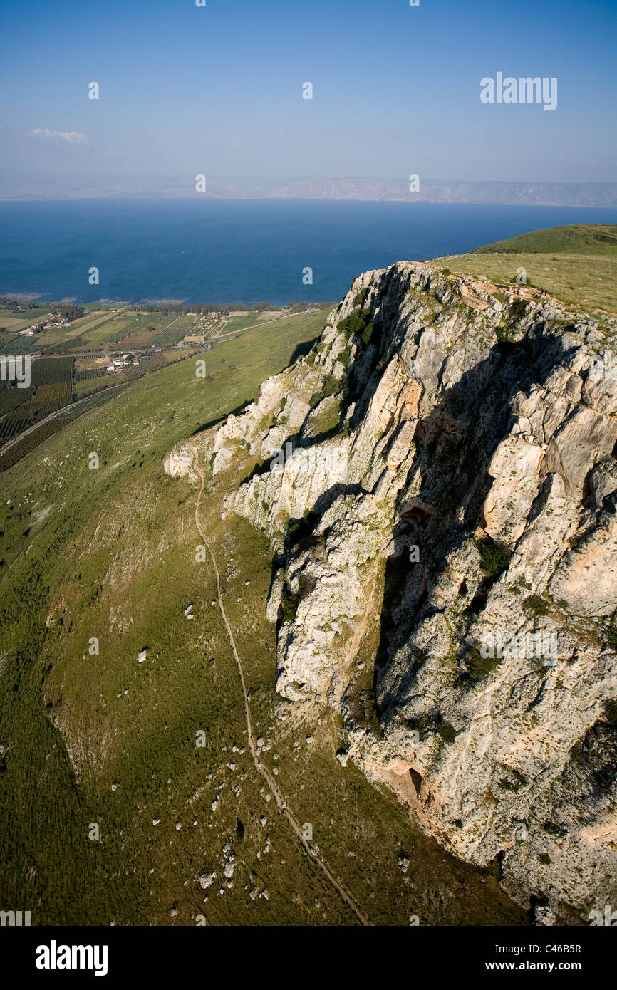 Aerial photograph of the Arbel cliff in the Galilee Stock Photo - Alamy