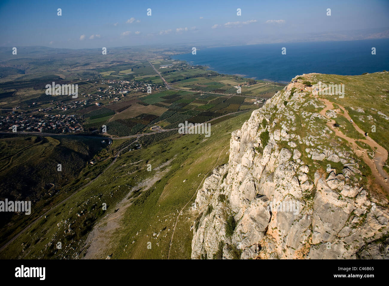 Aerial photograph of the Arbel cliff in the Galilee Stock Photo - Alamy