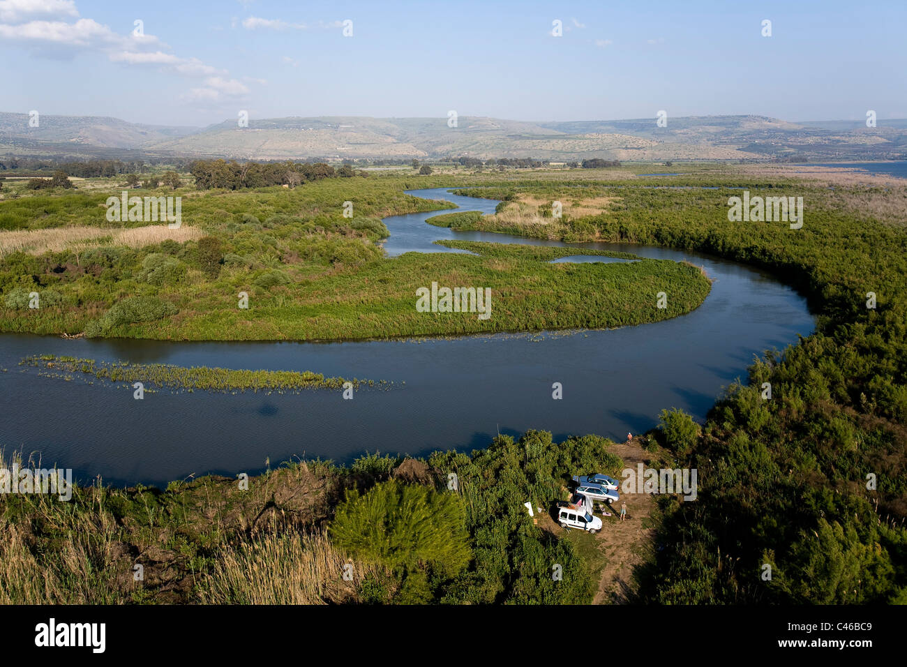 Aerial photograph of the northern basin of the Sea of Galilee Stock ...