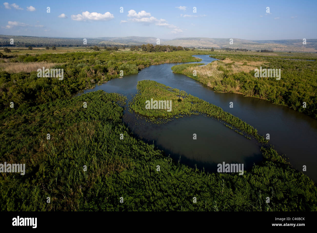 Aerial photograph of the northern basin of the Sea of Galilee Stock ...