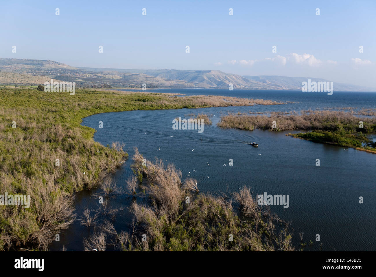 Aerial photograph of the northern basin of the Sea of Galilee Stock ...