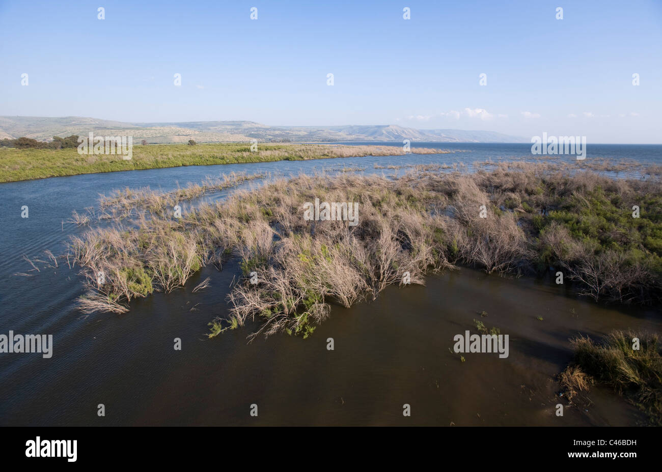 Aerial photograph of the northern basin of the Sea of Galilee Stock ...
