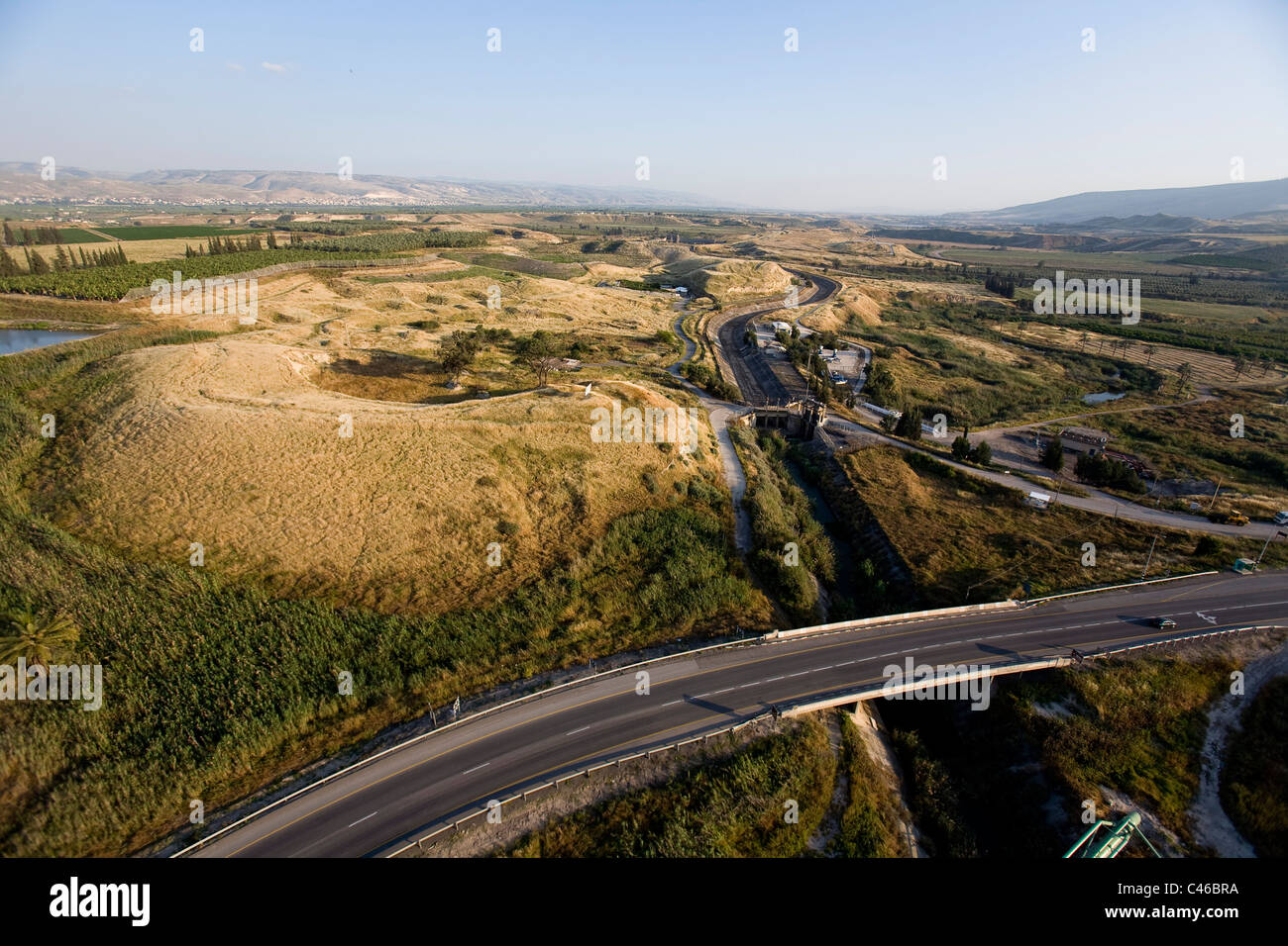 Aerial photograph of the agriculture fields of the Jordan valley Stock ...