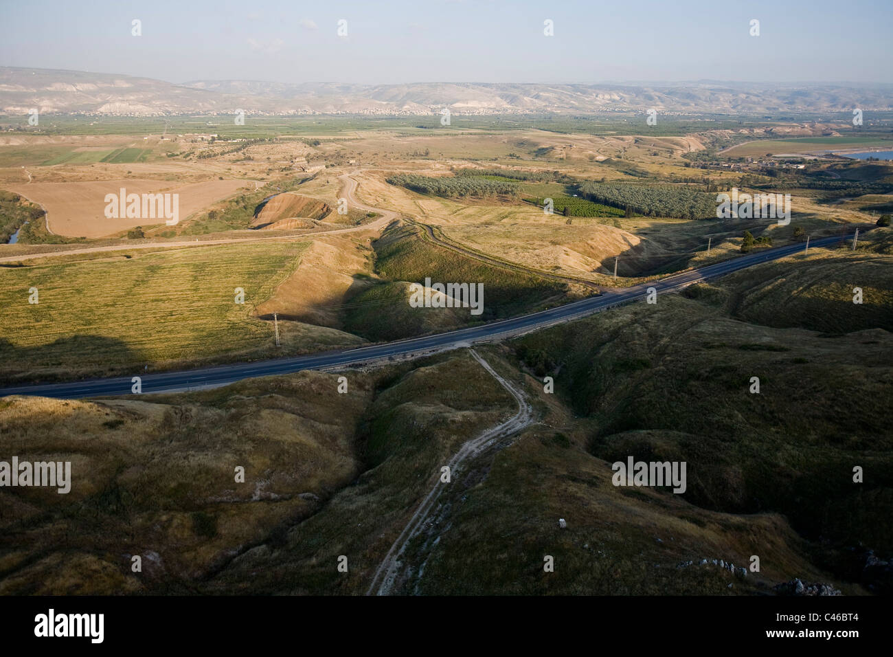 Aerial photograph of the agriculture fields of the Jordan valley Stock ...