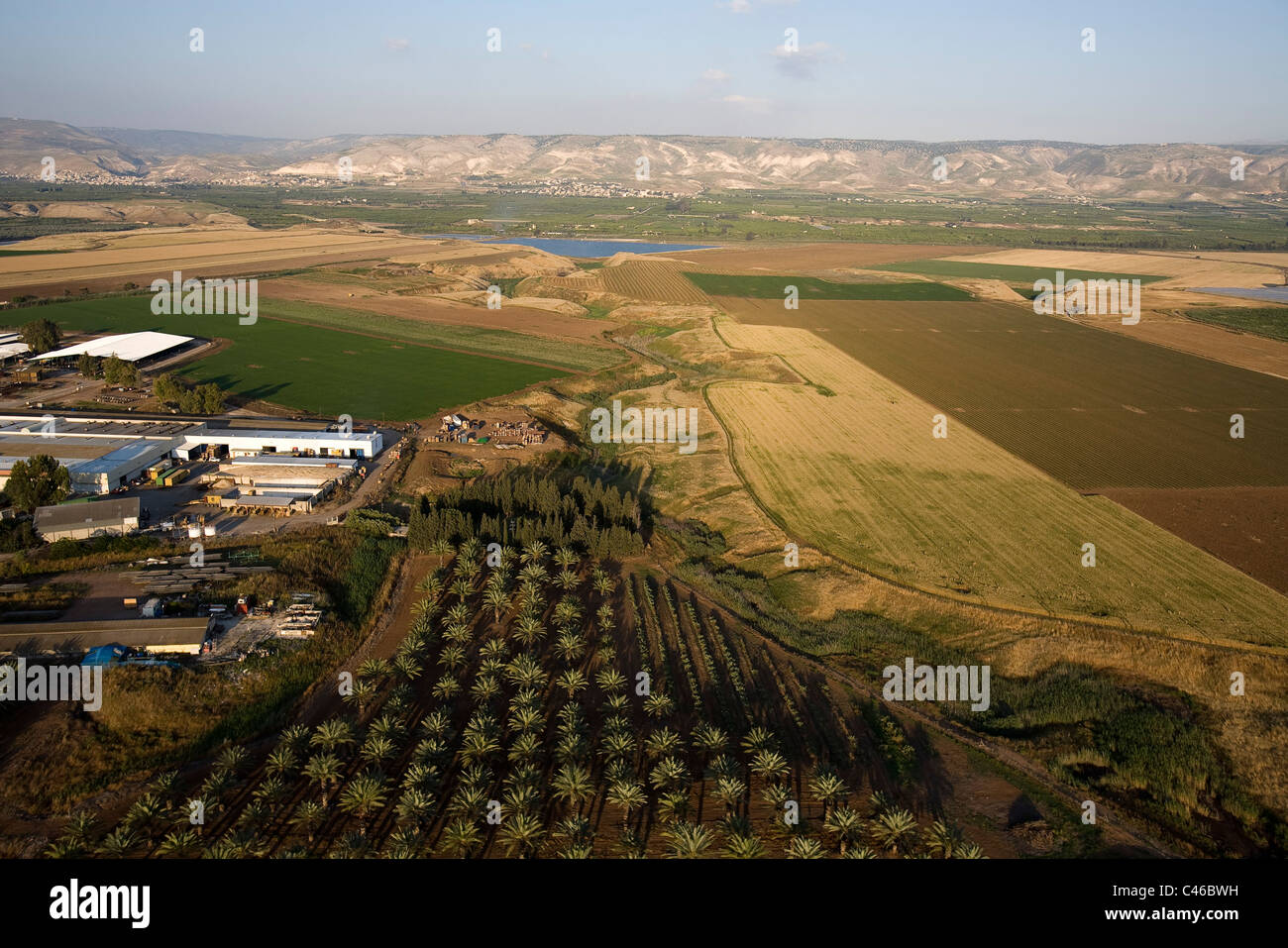 Aerial photograph of the agriculture fields of the Jordan valley Stock ...