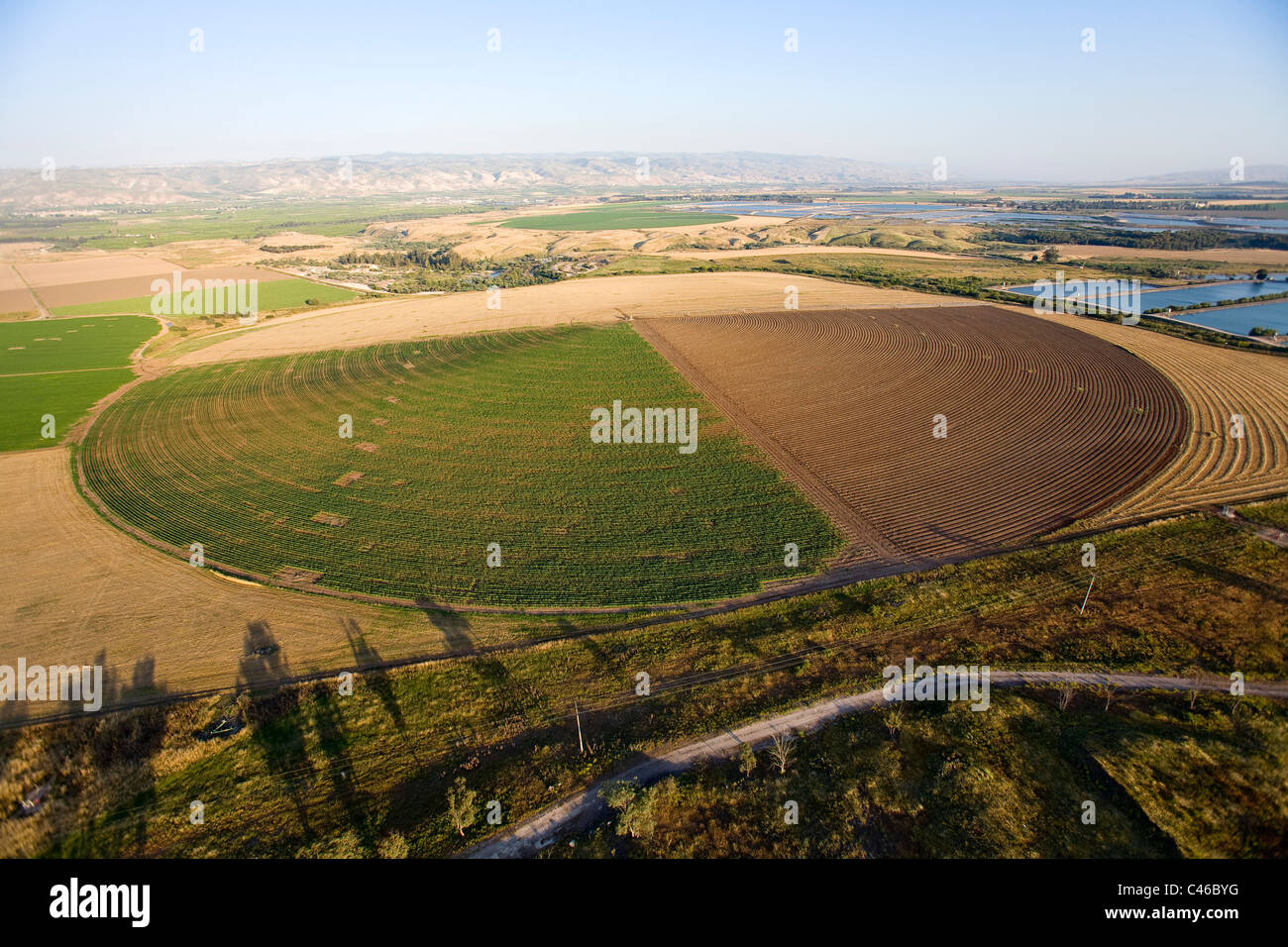 Aerial photograph of the agriculture fields of the Jordan valley Stock ...