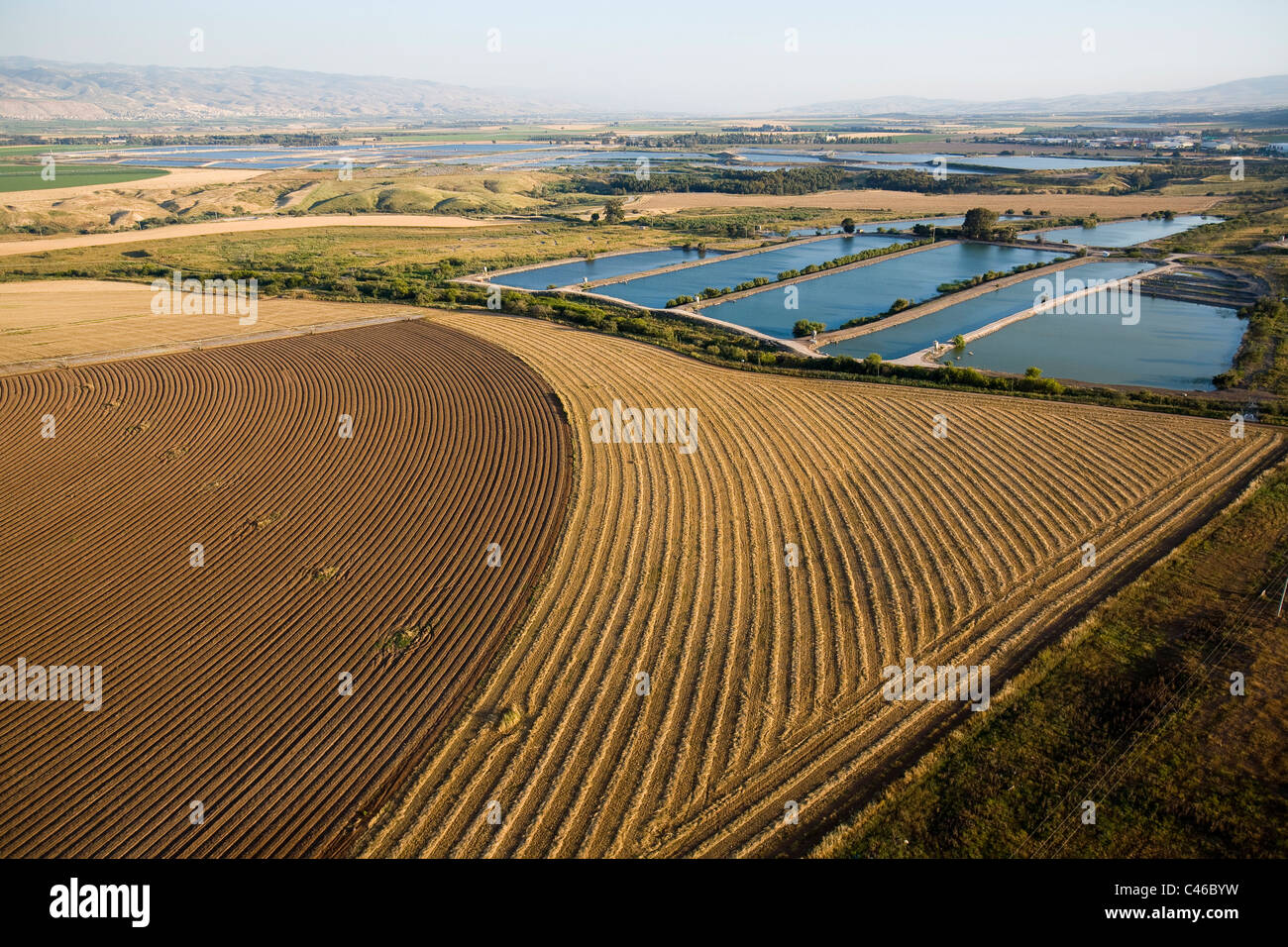 Aerial photograph of the agriculture fields of the Jordan valley Stock ...