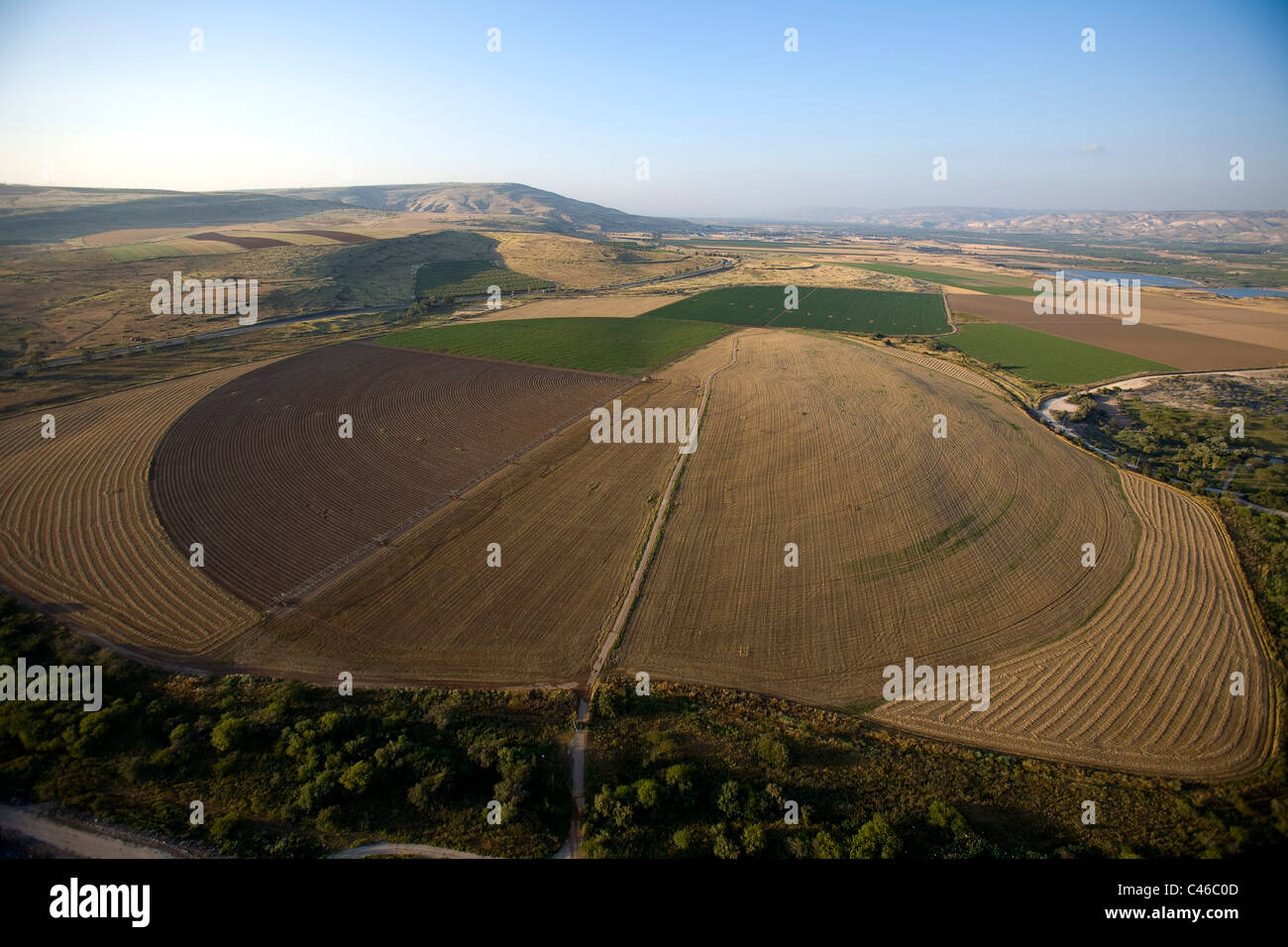 Aerial photograph of the agriculture fields of the Jordan valley Stock ...