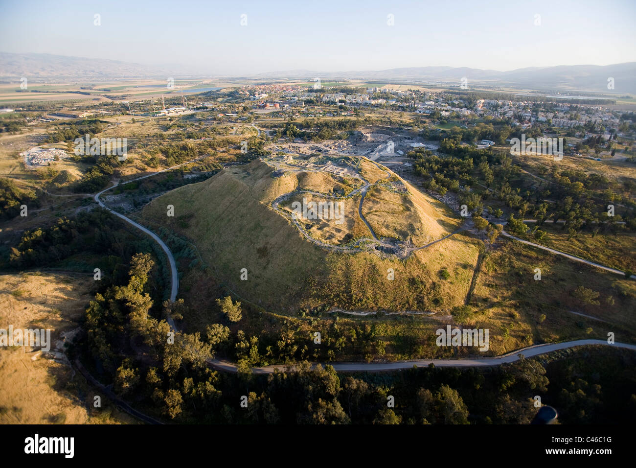 Aerial photograph of the archeologic site of Beit Shean in the Jordan ...