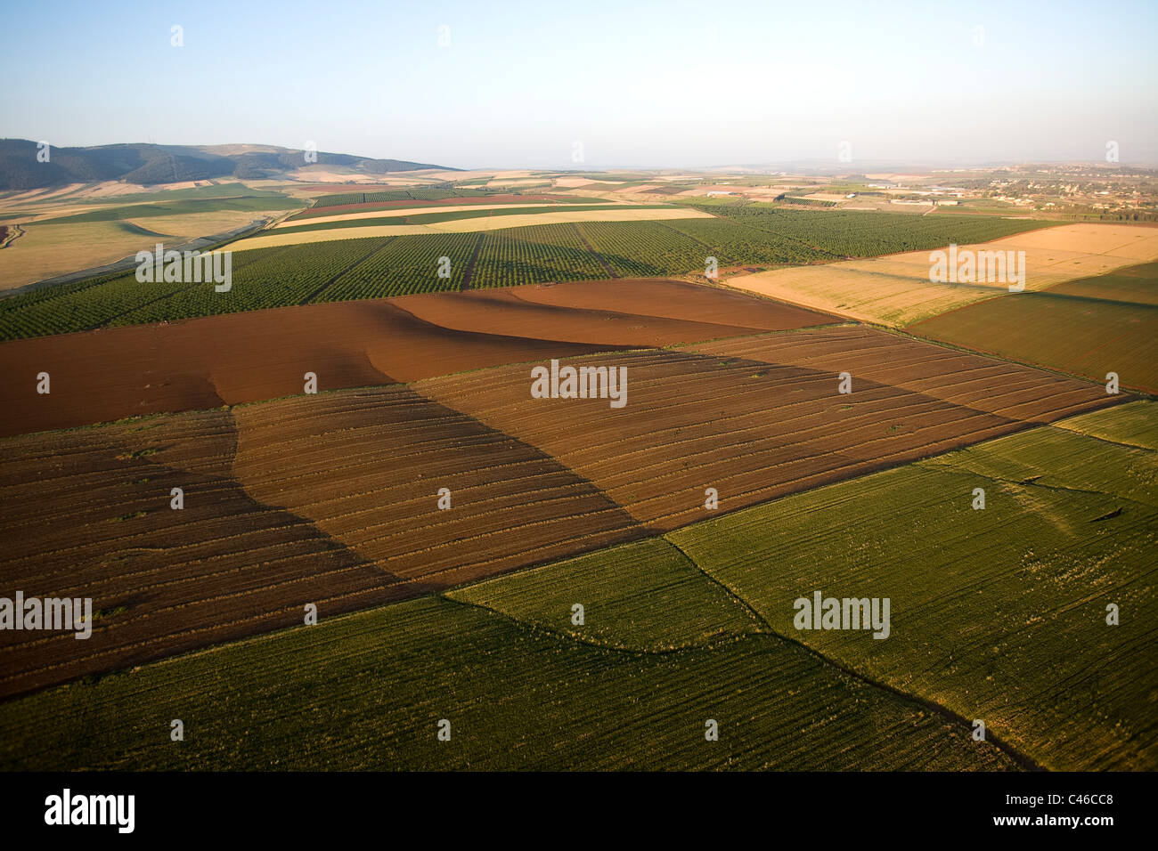 Aerial photograph of the agriculture fields of the Harod valley Stock ...