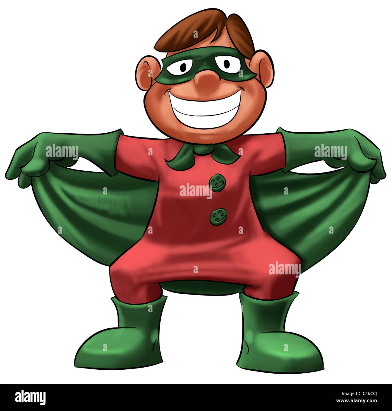 little boy with a very big smile wearing a hero uniform Stock Photo - Alamy