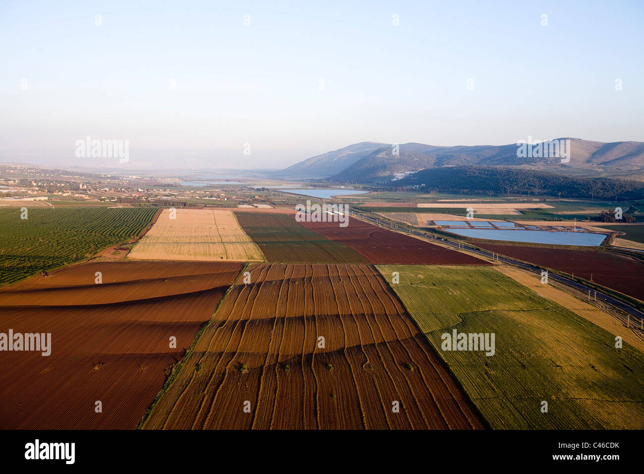 Aerial photograph of the agriculture fields of the Harod valley Stock ...