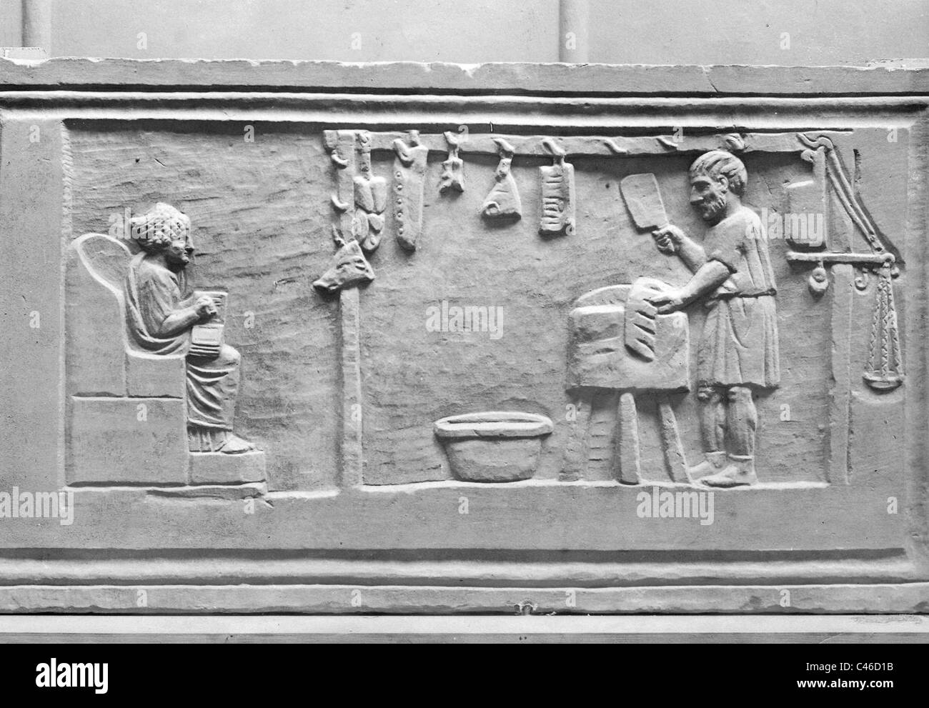 Roman relief with a scene from a butcher shop Stock Photo - Alamy