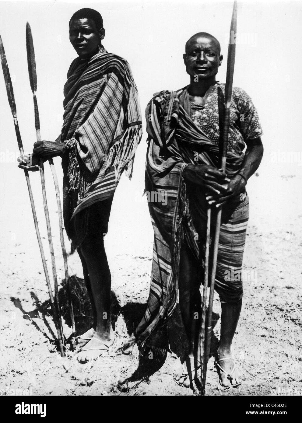 Massai with spears, 1938 Stock Photo - Alamy