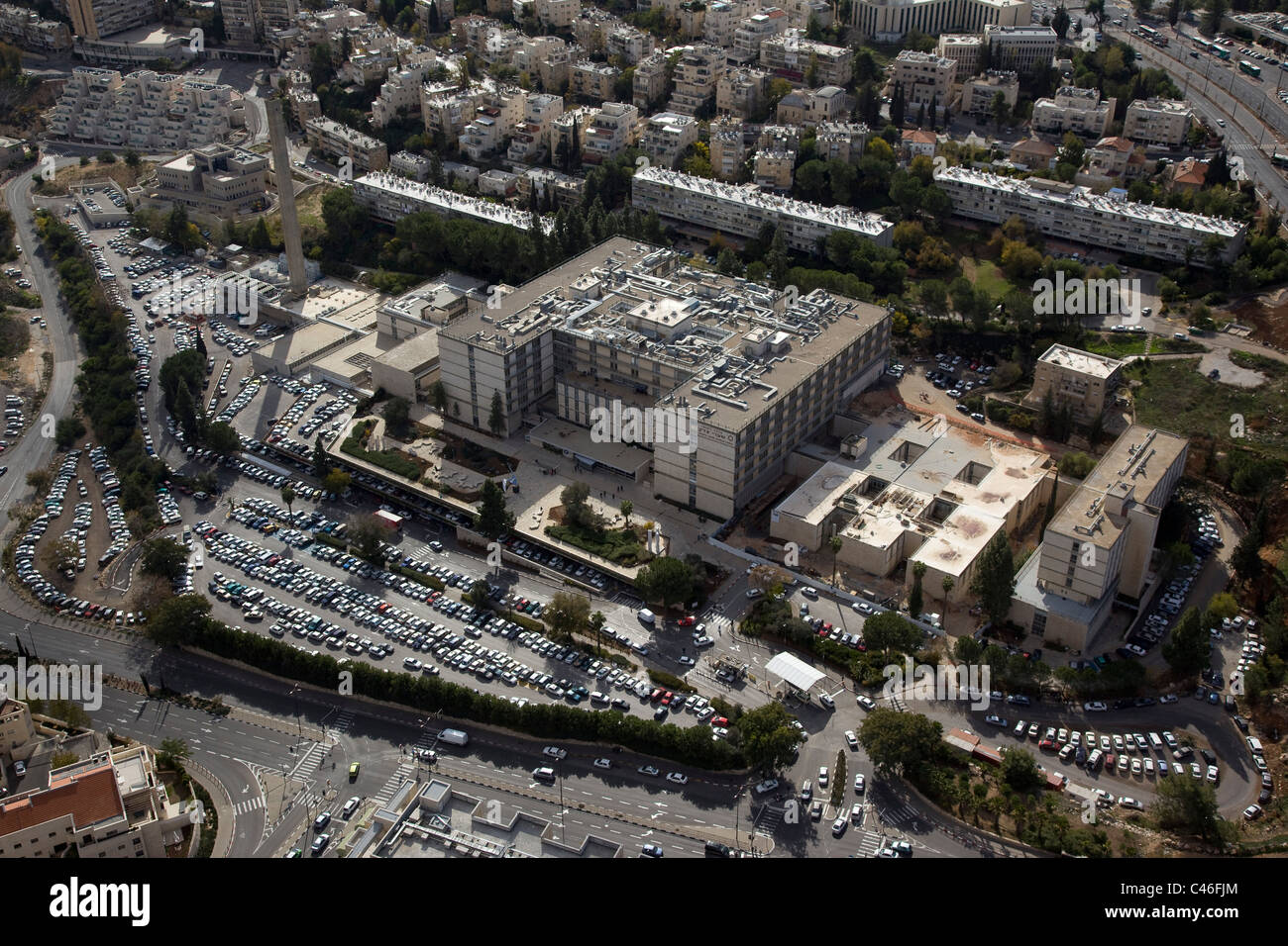 Aerial photograph of the Medical center of Shaare Tzedek in Jerusalem ...