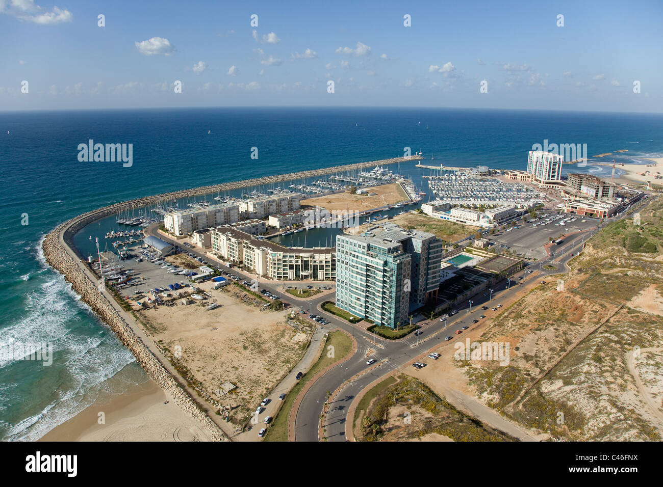 Aerial photograph of the Marina of Herzliya in the Coastal plain Stock ...