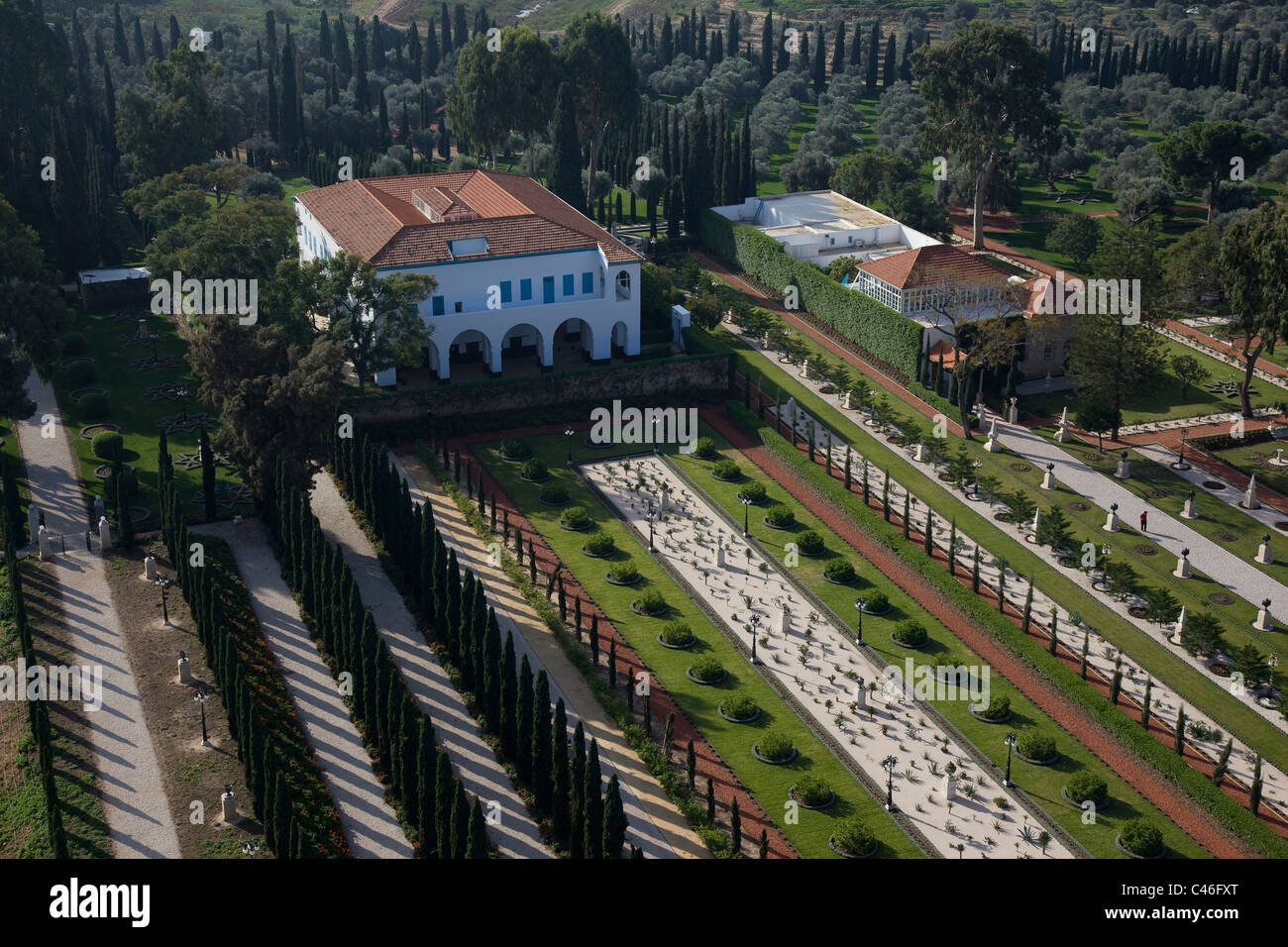 Aerial photograph of the Bahai gardens in the western Galilee Stock ...