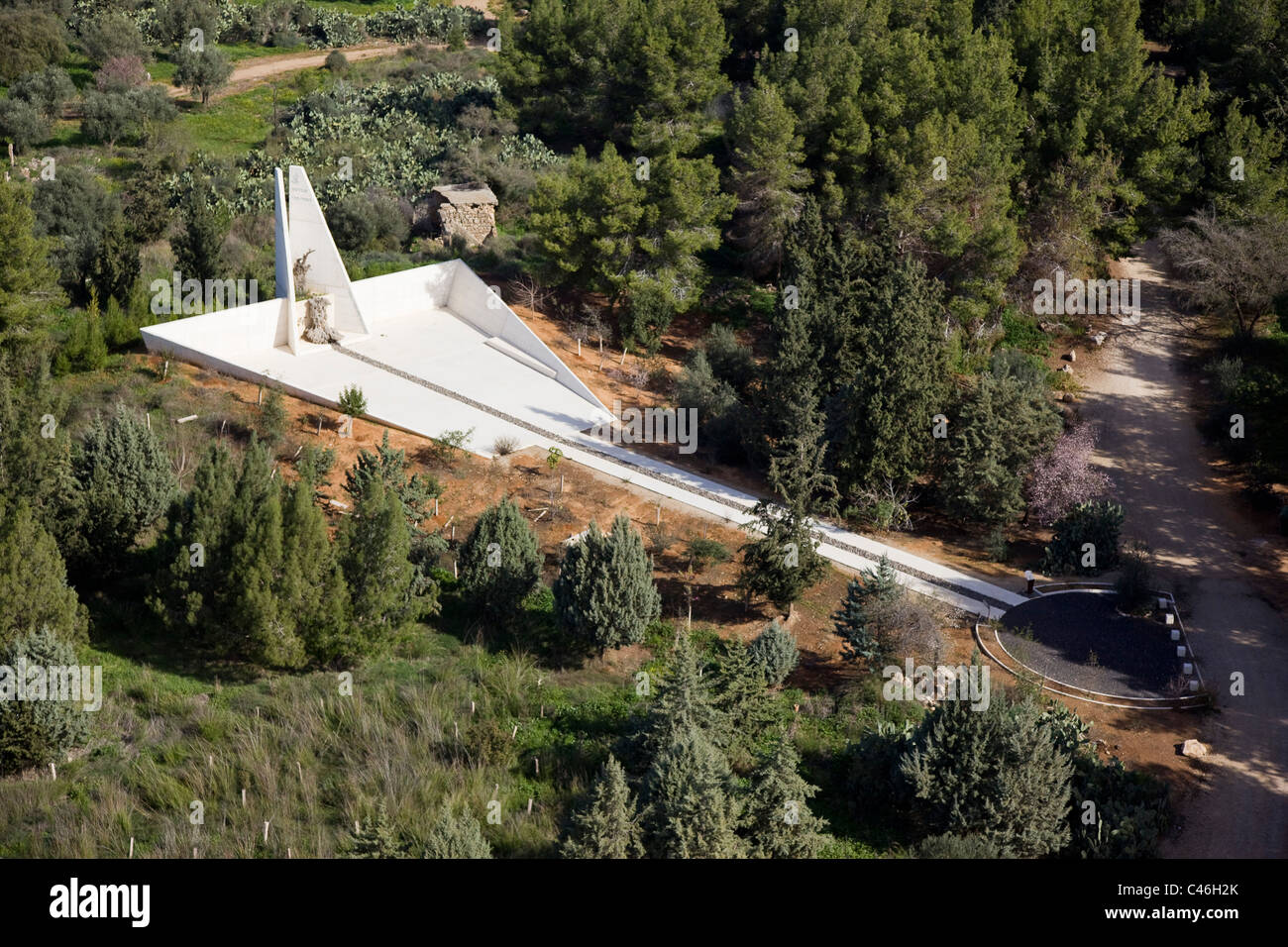 Aerial photograph of the Lechi monument in the village of Mishmar ...