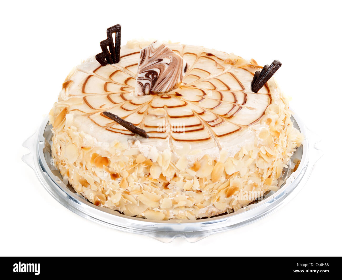 Cream cake with chocolate isolated on white background Stock Photo - Alamy