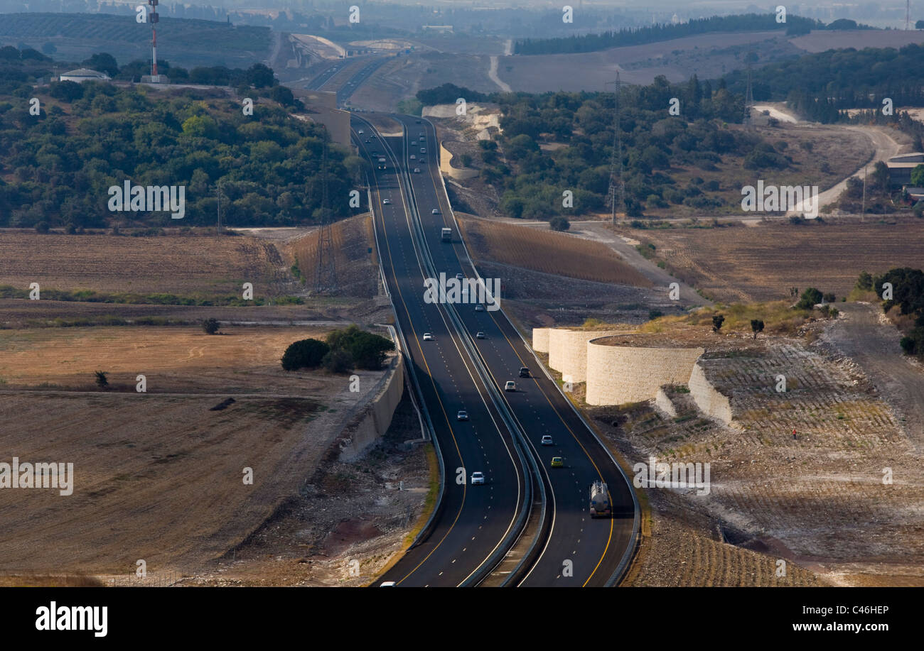 Aerial photograph of Israel's toll road #6 Stock Photo - Alamy