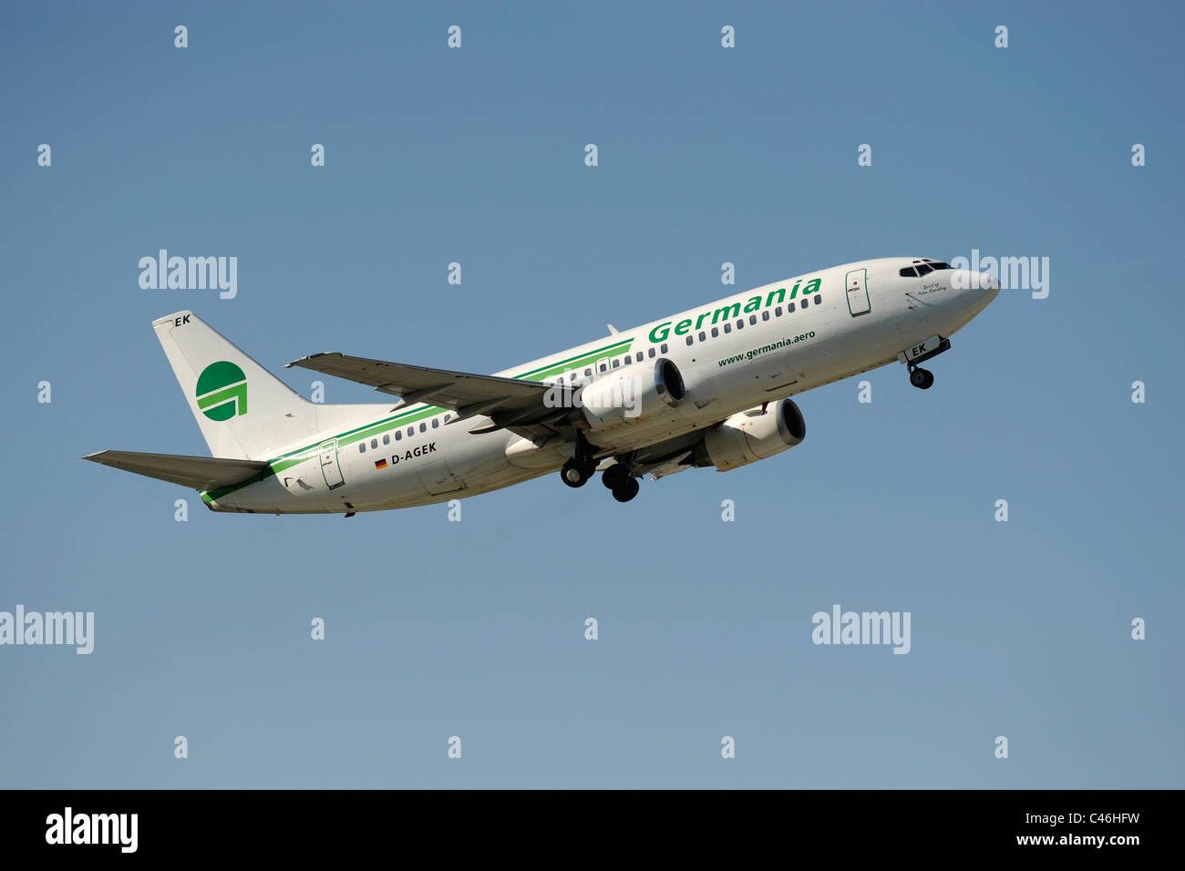 airplane Boeing of german airline Germania at take-off from airport ...