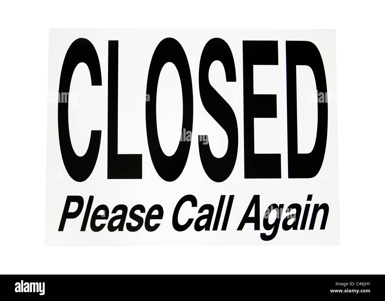 White sign closed Cut Out Stock Images & Pictures - Alamy